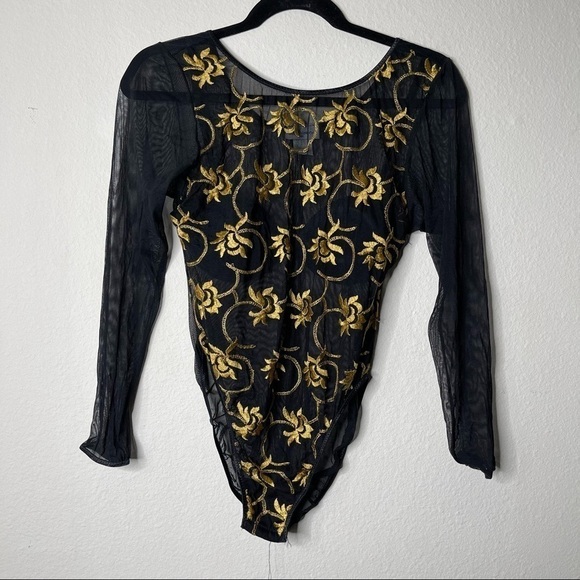 Carol Malony | Tops | Carol Malony Sheer Yellow Floral Bodysuit | Poshmark